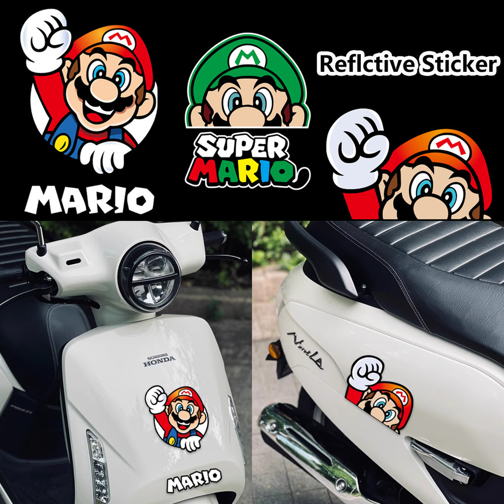 Reflective Super Mario Motorcycle Sticker Motorcycle Body Helmet ...