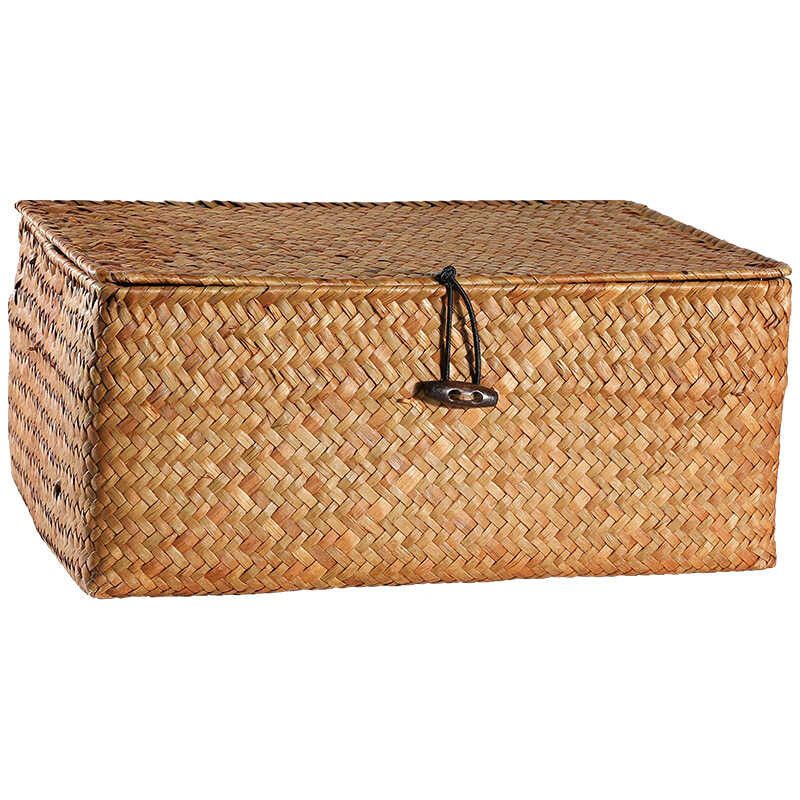Grass Woven Covered Storage Box, Desktop Organizing Box, Home Creative ...