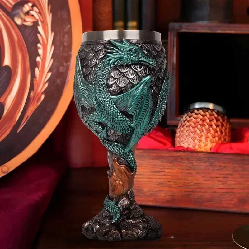 3D Creative Dragon Beer Cup Resin 304 Stainless Steel Gothic Wine ...