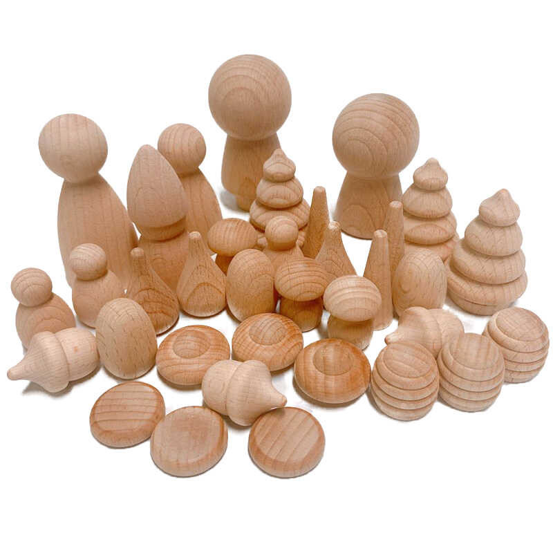 76 DIY 3 Crafts Painting Wood Pack Of 35 Beech Rainbow Blocks Wooden ...