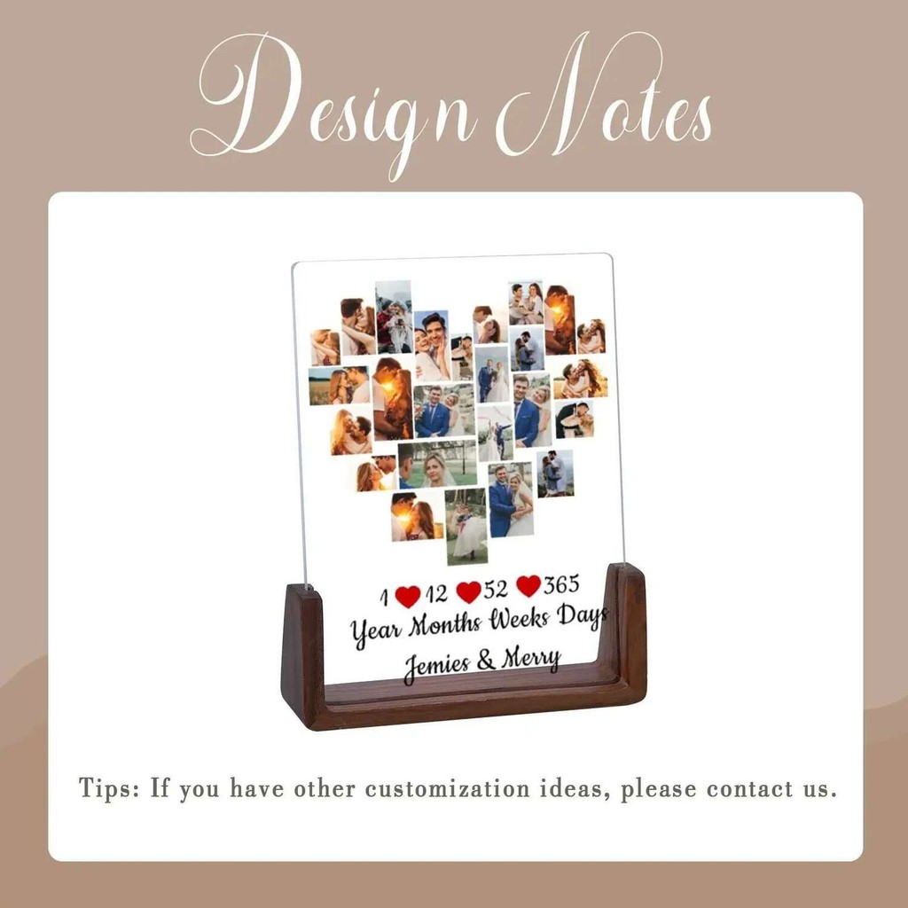 Couple Personalized Collage Photo with Heart Shape Pictures Display ...