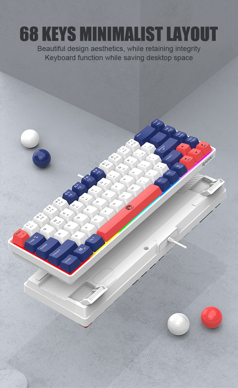 Zeus x RAIKU K68 68-Key Compact RGB Gaming Keyboard with 3 Keycaps ...