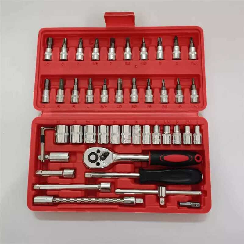 46 Piece Set Of Tool Sockets, Screwdrivers, Wrenches, Ratchets ...