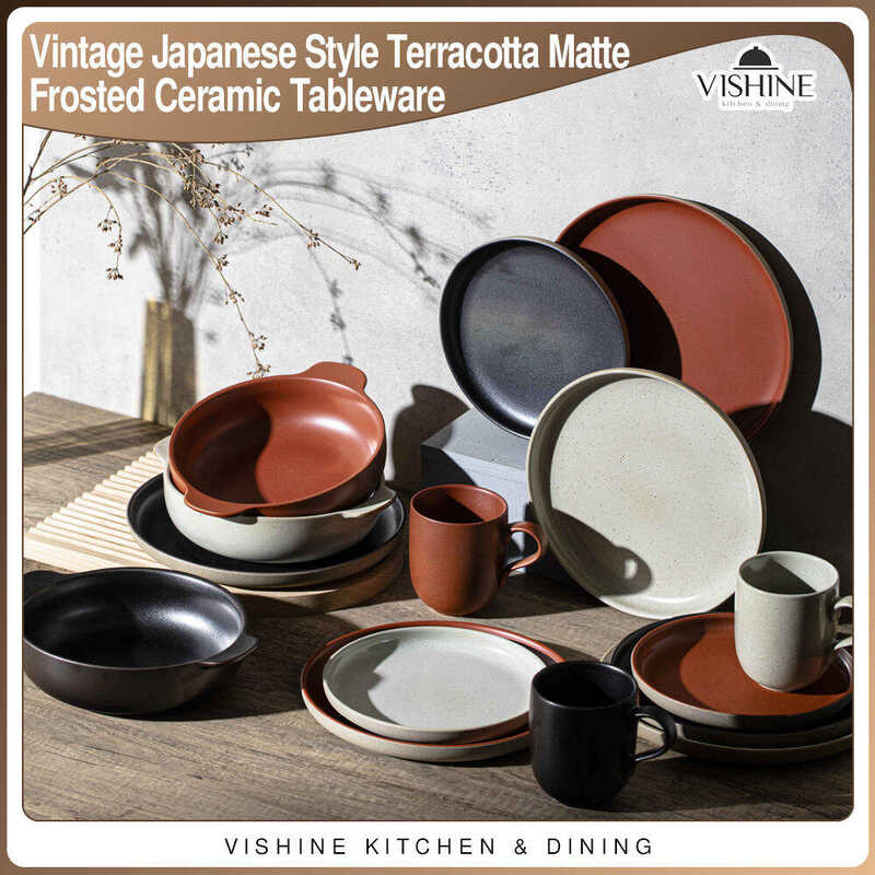 Vintage Japanese VISHINE Style Terracotta Matte Frosted Ceramic ...
