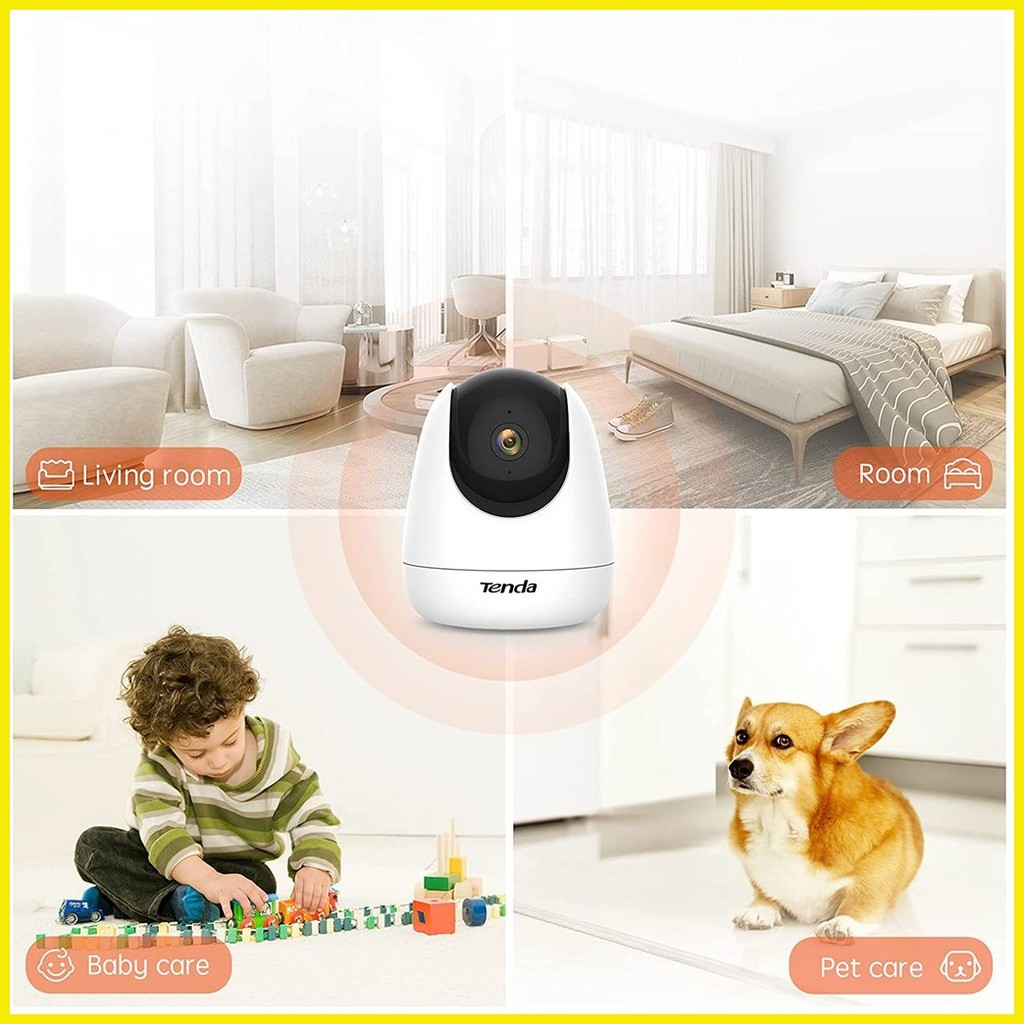⊕ Tenda CP3 1080P HD Smart WiFi Security Camera, Two-Way Audio, 360 ...