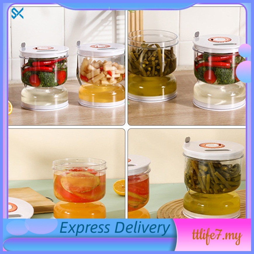 Sealed gherkin jar, wet/dry separating jar, hinged container and ...