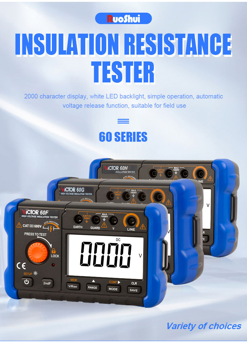 Victor 60F High Voltage Insulation Tester 50V 100V 250V 500V 1000V ...