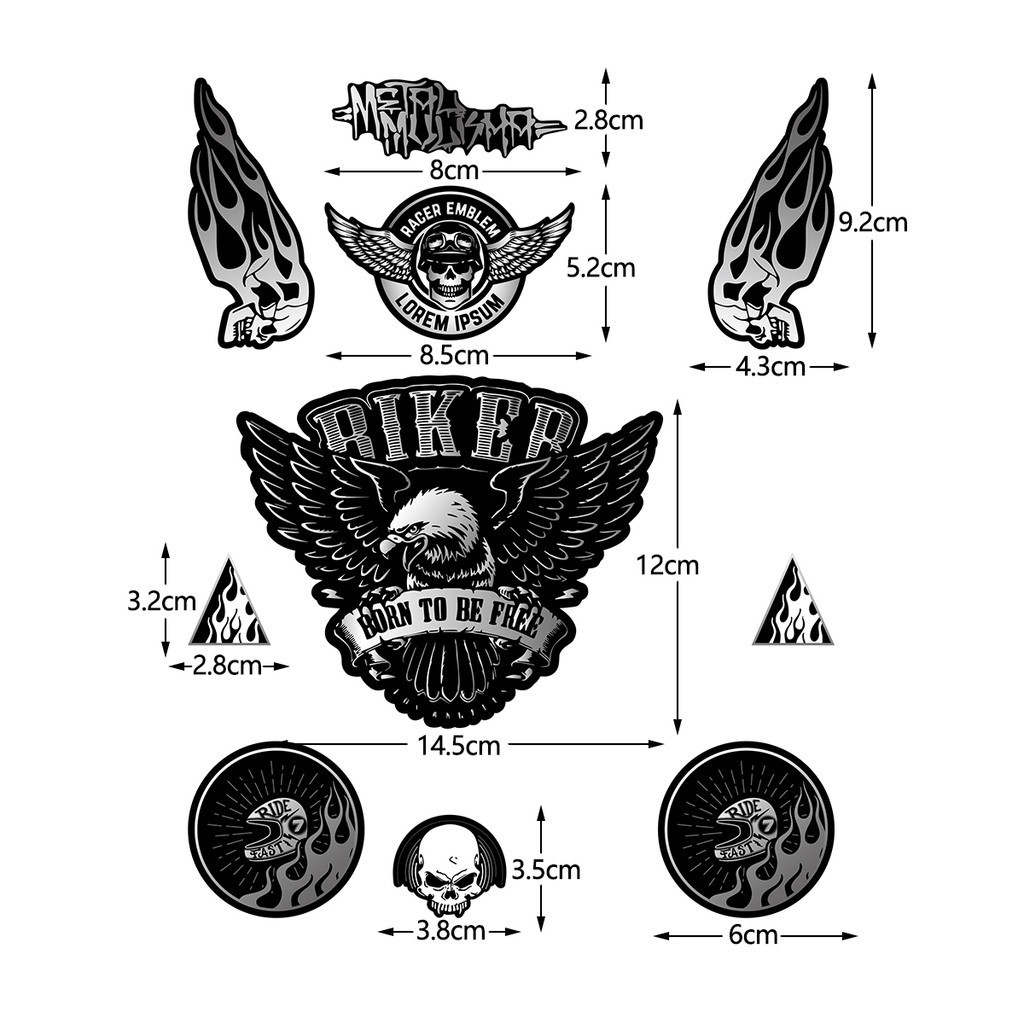 Skull Sticker Retro Elements Motorcycle Sticker Helmet Decoration Decal ...