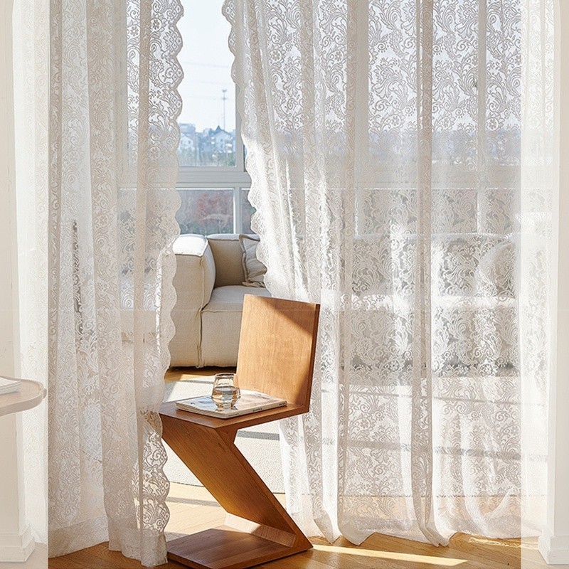 White Lace Curtain Vintage French Bedroom Curtain Living Room Balcony ...