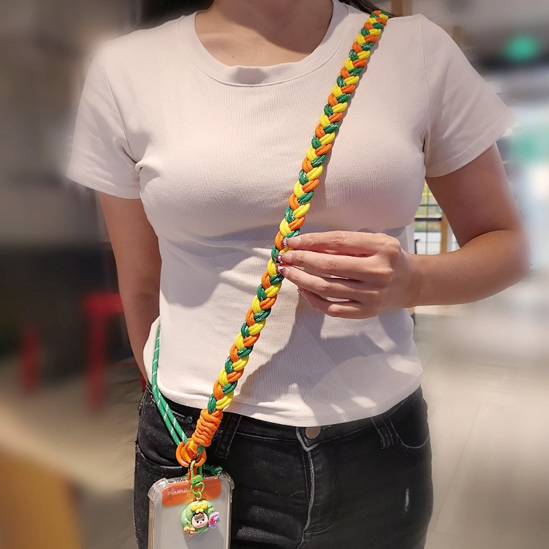 Mobile Phone Lanyard Cross-body Bold Ponytail Braided Can Back Long ...