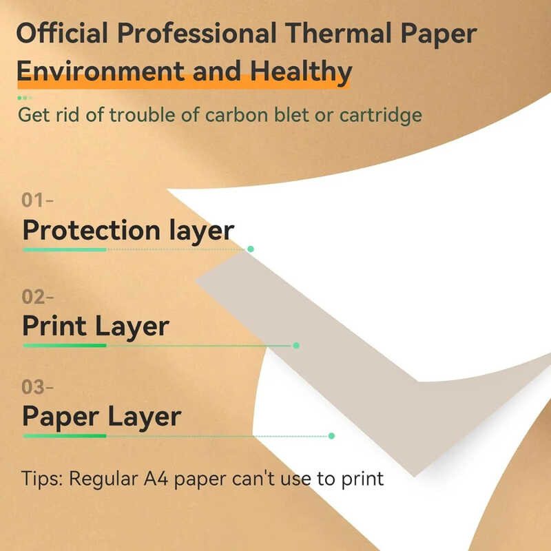Thermal A4 Paper PeriPage 100 Pages Folded Long-, 8.5 x 11 Inch for A40 ...