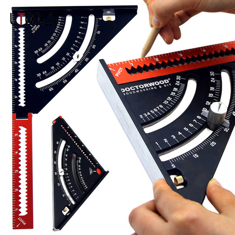 Protractor Folding Aluminum Alloy 2-in-1 Triangle Squares Ruler Angle ...