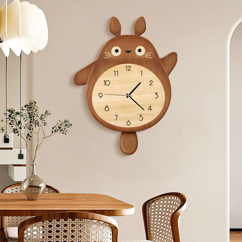 Cartoon Totoro Wall Clock For Living Room Wall Decor Swinging Clock Aesthetic Clock Home ...