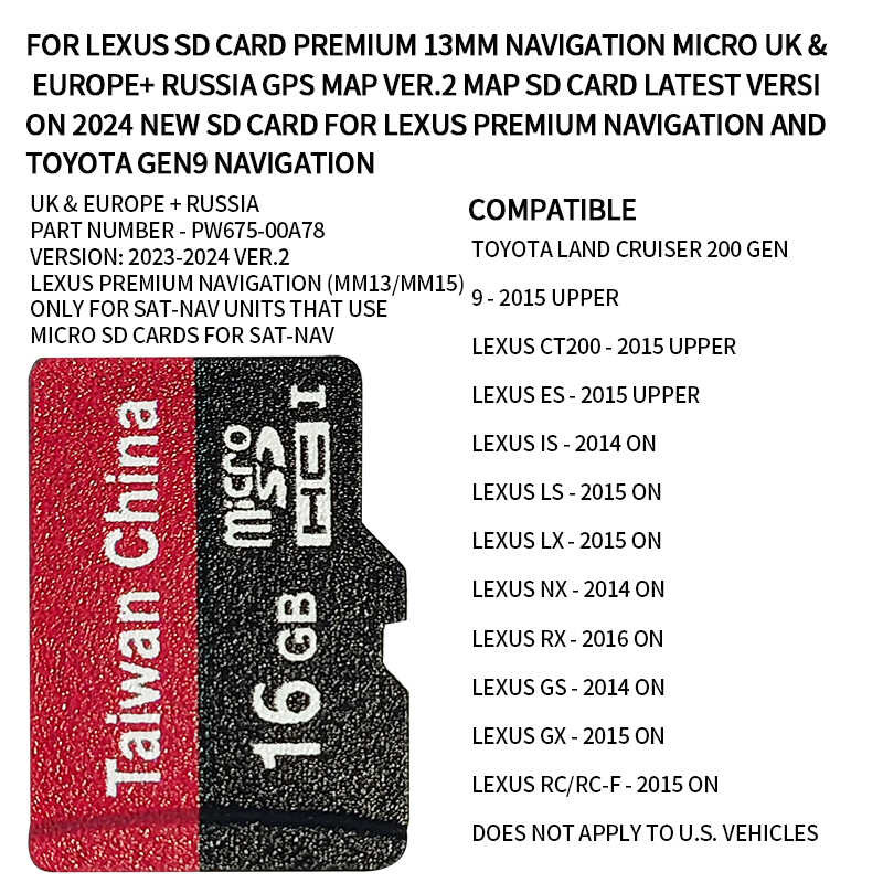 Lexus For Premium 13Mm Navigation Micro UK & Europe+ Russia GPS Ver.2 ...