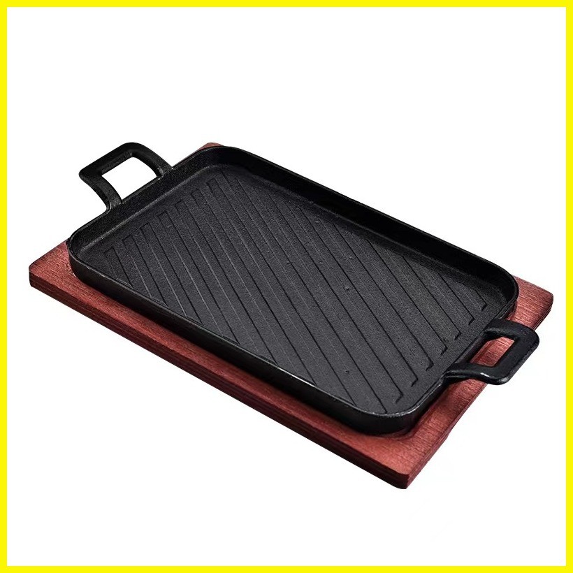 Sizzling Steak Plate Double Handle Design With Wood 9324 | Shopee ...