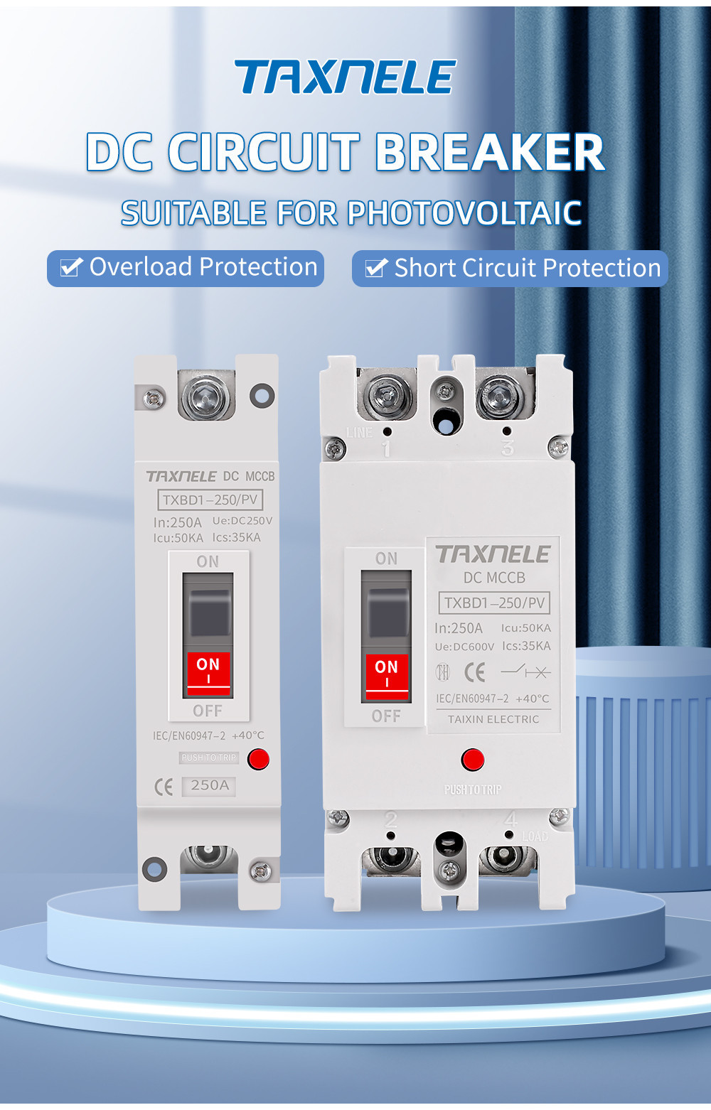 Solar Molded Case DC Circuit Breaker MCCB Overload Protector Solar ...