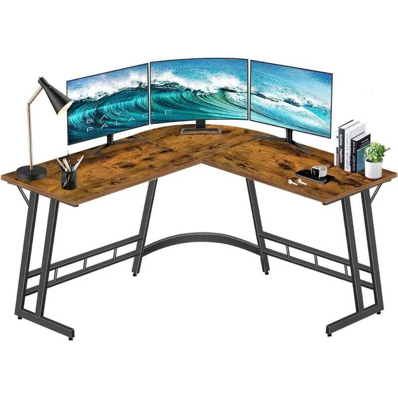 Lufeiya 3 65 L Shaped Desk Rustic Corner Computer L-Shaped Table For ...