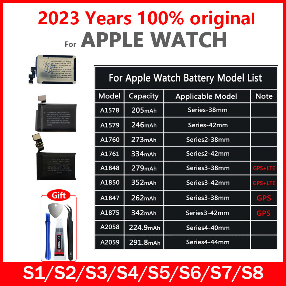 Genuine 100% Battery Watch Series 1 2 3 4 5 SE 6 7 8 Bateria For Iwatch ...