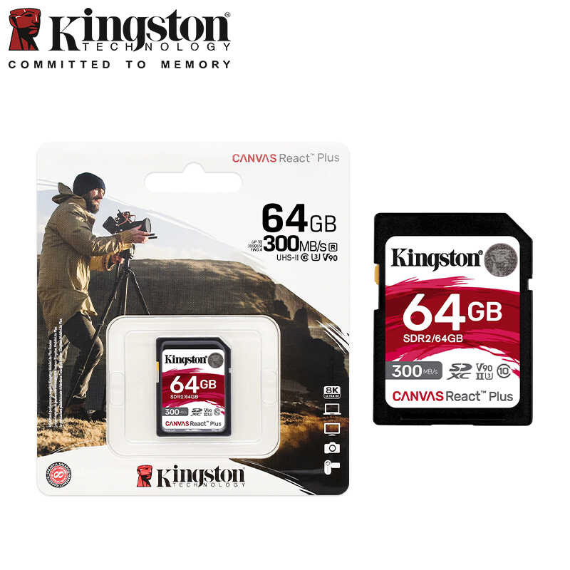 Canvas Kingston React Plus SD 32GB 64GB 128GB 256GB Memory Up to 300MB/s read V90 UHS-II Flash ...