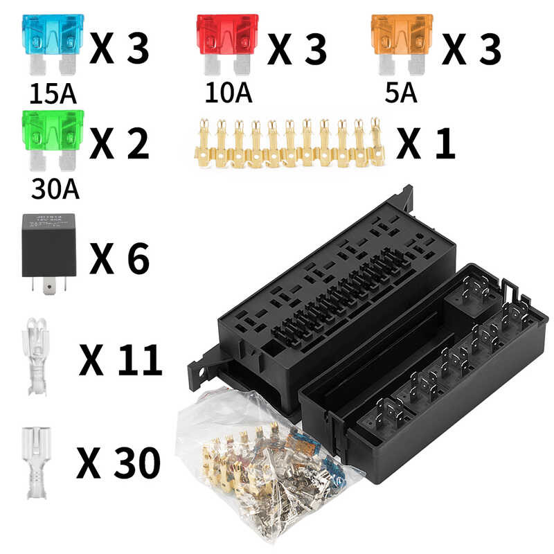 12V Daiertek Auto 11 Way Fuse Box Block Sa 5 Pin Relay At Fuses Para Sa ...