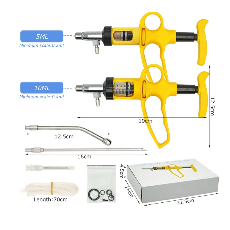5/10ml Continuou Syringe Heavy Duty Animal Drench Vaccine Injection ...