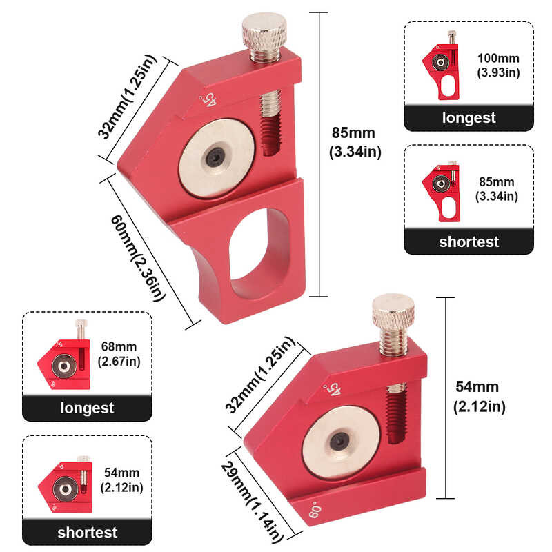 Itigil Posisyon 45/90 Degrees Block Aluminum Alloy Fixed Ruler Limit W ...