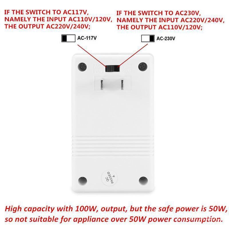 100W Converter 220/240 To 110/120 Power Voltage Converter New Dual ...