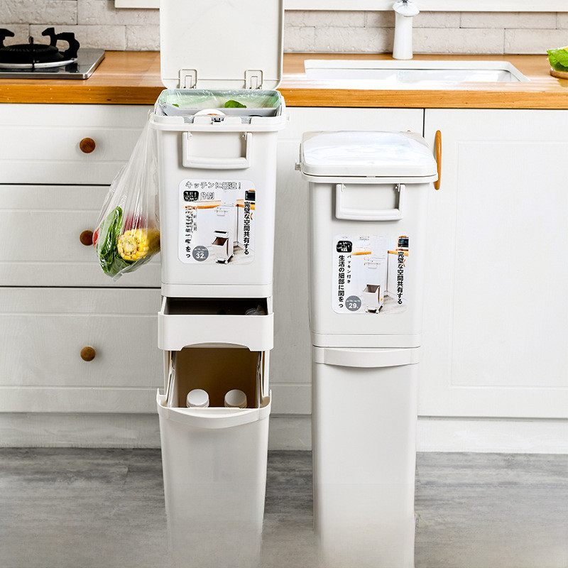 Japanese Garbage Sorting Kitchen Trash Can Double-layer Wet And Dry ...