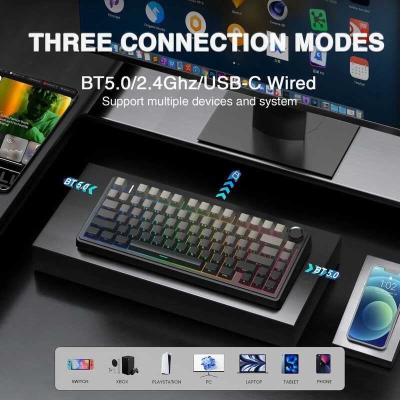 F75 AULA Pro Gasket Mounted Wireless Gaming Nical Keyboard RGB ...
