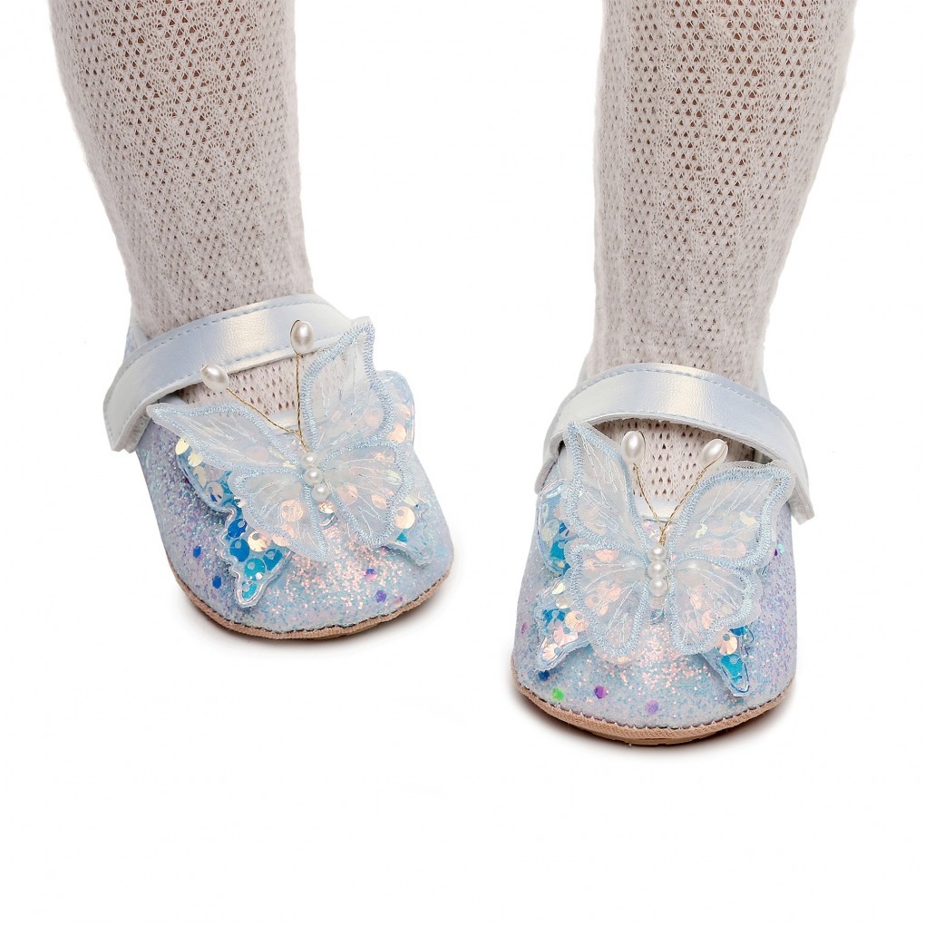 MG-Baby Girl Dress Shoes Shiny 3D Butterfly Princess Mary Jane Flats ...