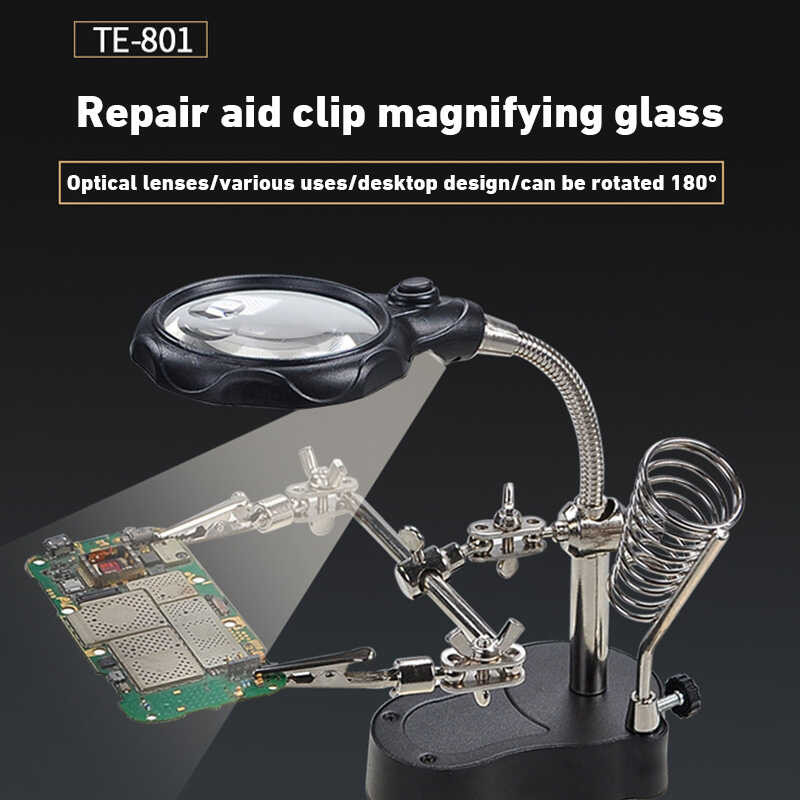 Soldering Hand Stand Auxiliary Clip Magnifier Electric Circuit Board ...
