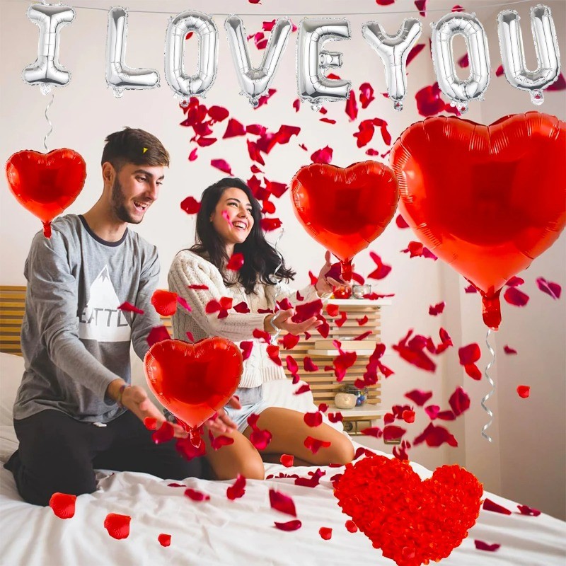 244Pcs/Set Romantic Heart Shaped Aluminum Foil Balloons Set for Wedding ...
