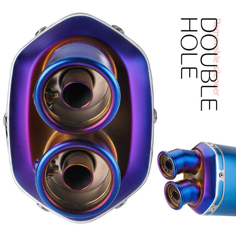 Motorcycle Universal Double Outlet Hole Exhaust Carbon Fiber Modified ...