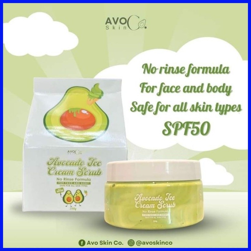♣ ∆ Avo Skin Co. Avocado Ice Cream Scrub face body no rinse formula ...