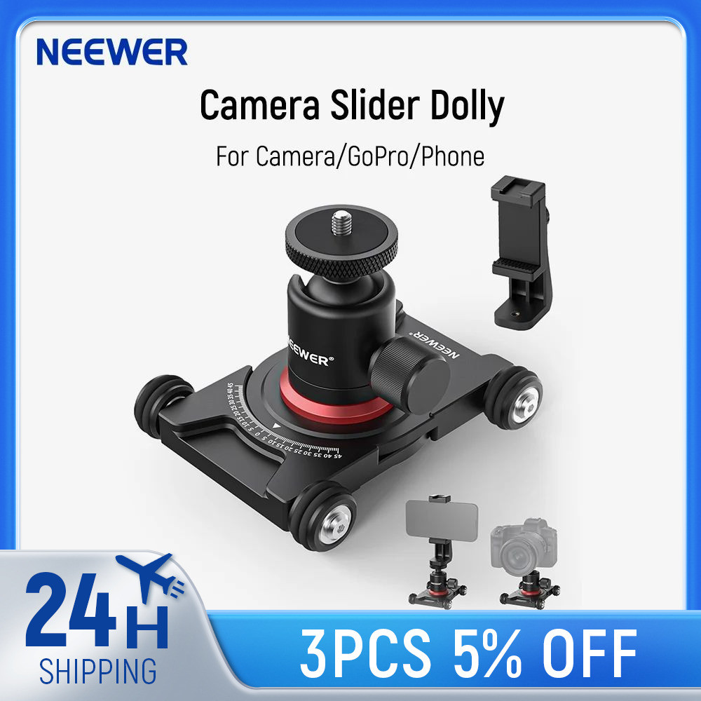 NEEWER Camera Slider Dolly with Ball Head & Phone Clamp 4 Wheeled ...