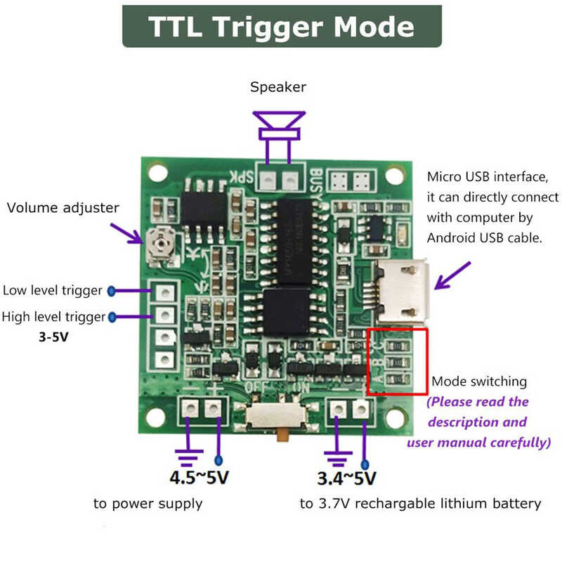 Module Recordable Button Control Sound Chip 8M MP3 WAV Music Voice ...