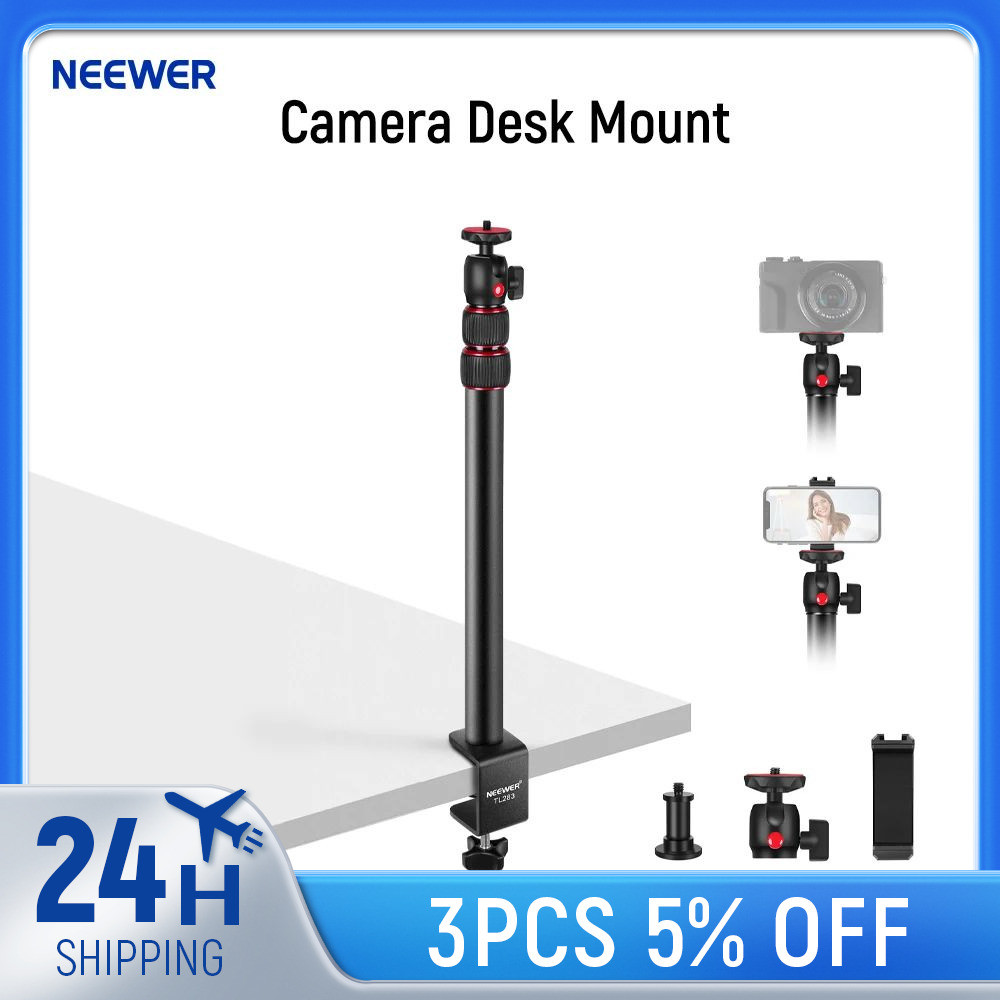 NEEWER Camera Desk Mount with Phone Holder & 360° Ball Head 43-102cm ...