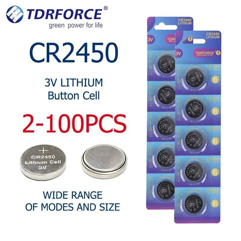 Fc Cr2450 2 2-100Pcs Button Cell Cr2450 3V Lithium Battery Coin ...