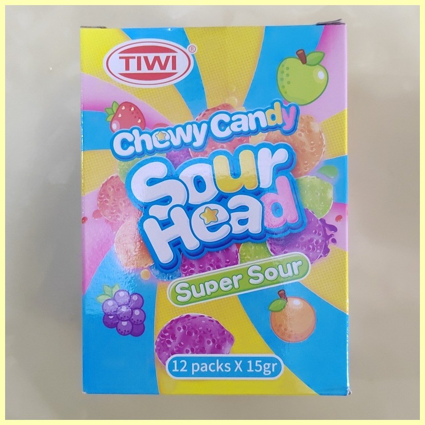 Chewy Candy Sour Head Super Sour12 pack 15g | Shopee Philippines