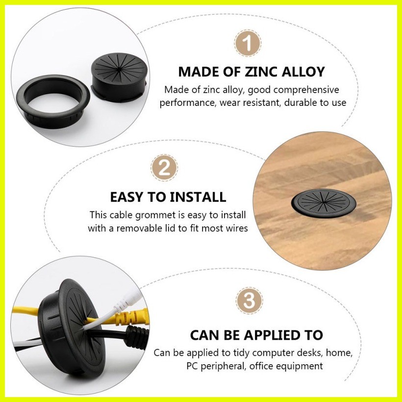 2PCS Flexible Desk Grommets Wire Cord Hole Cover Cable Organizer ,for ...