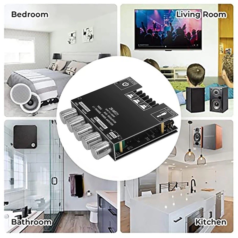 ZK-HT21 TDA7498E 2.1 Channel BT5.0 Subwoofer Amplifier Board 160WX2+220W High Power Audio Stereo ...