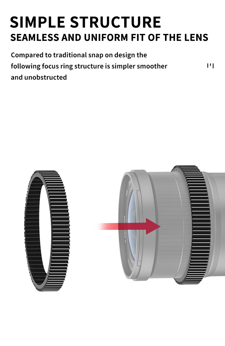For DSLR Camera Seamless Focus Gear Ring 360 Rotation Follow Focus Ring ...
