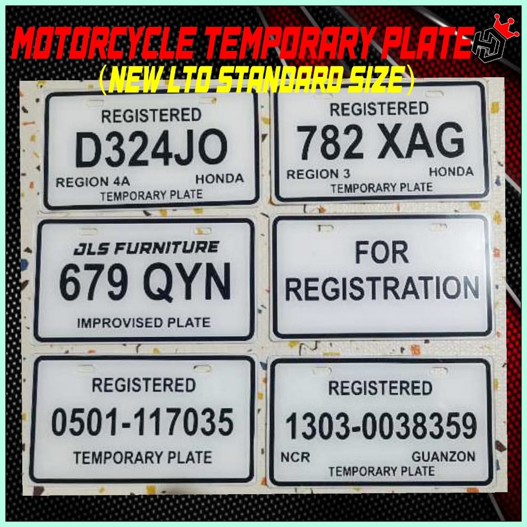 TEMPORARY MOTORCYCLE PLATE 2023 NEW LTO FORMAT New Size Standard ...