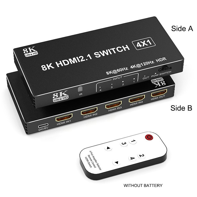 8K HDMI Switch 4x1 4 in 1 Out Display Video Converter HDMI Switcher Selector 8K@60Hz 4K@120Hz 2K ...