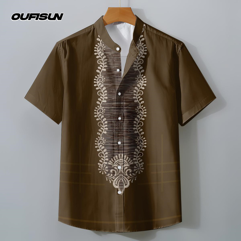 Summer Outfit for Men Barong Ethnic Style Asean Shirt for Men Summer ...