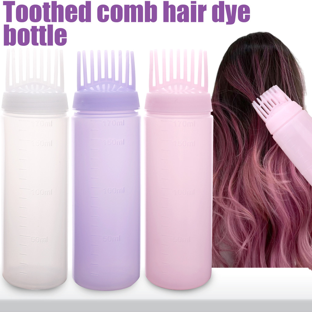 3 Color Salon Plastic Hair Dye Comb Bottle - Professional Hairdressing ...