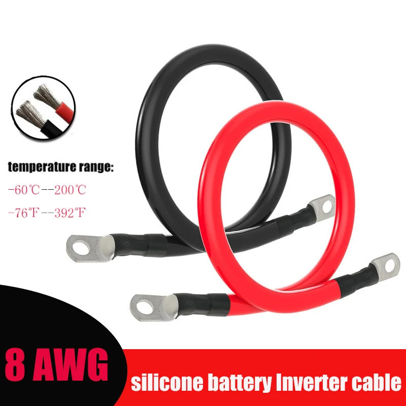 8 AWG Gauge Soft Car Battery Inverter Silicone Cable With M6 M8 M10 Lug ...