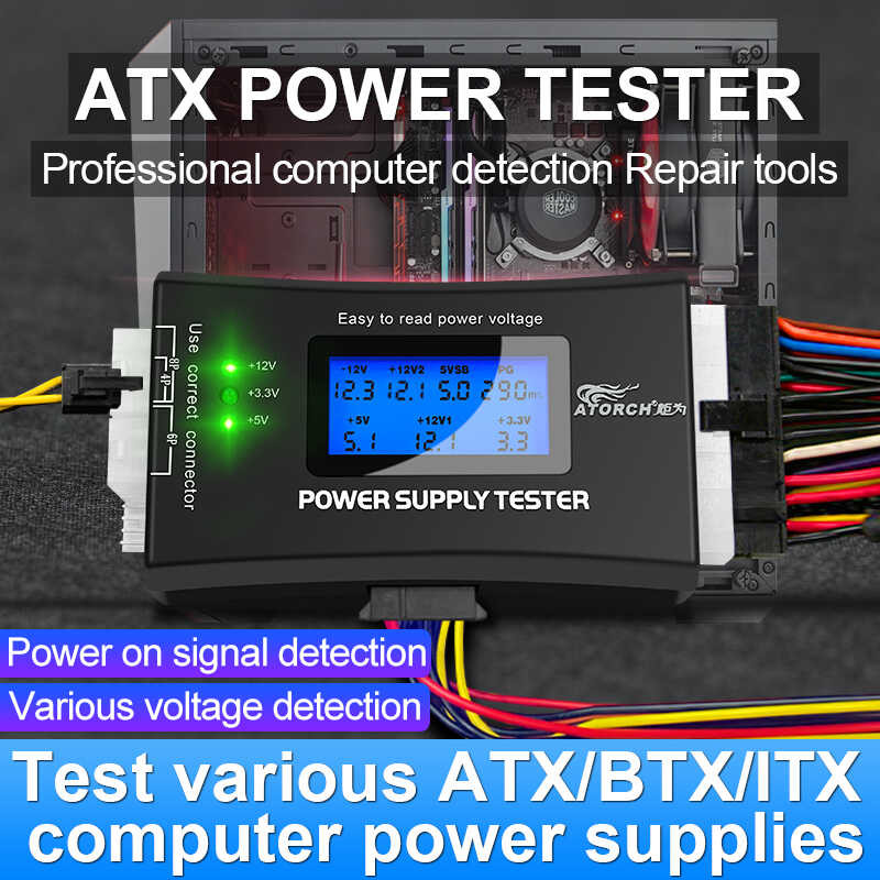 Computer PC ATX Power ply dc digital voltmeter electric voltimetro 12v ...