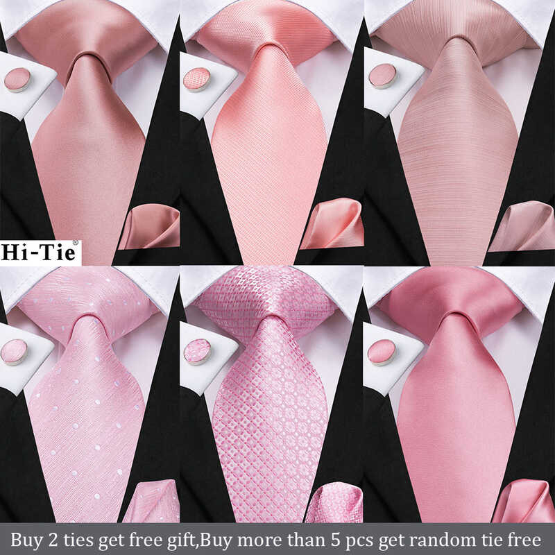 Hi-Tie Silk Mens Wedding Tie Peach Pink Solid Gift Necktie For Men Fashion Design High Quality ...