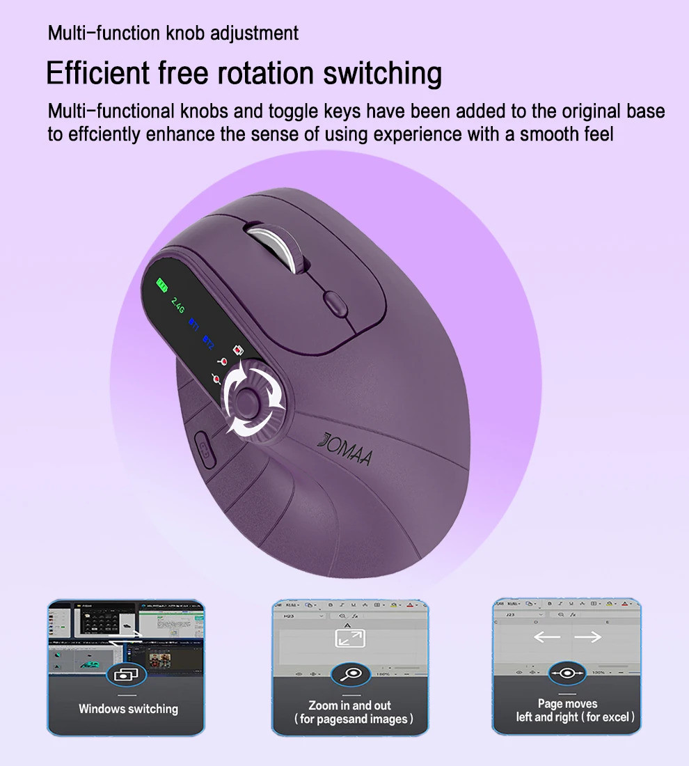Ergonomic BT5.0 Dual Mode Wireless Vertical Mouse With Function ...